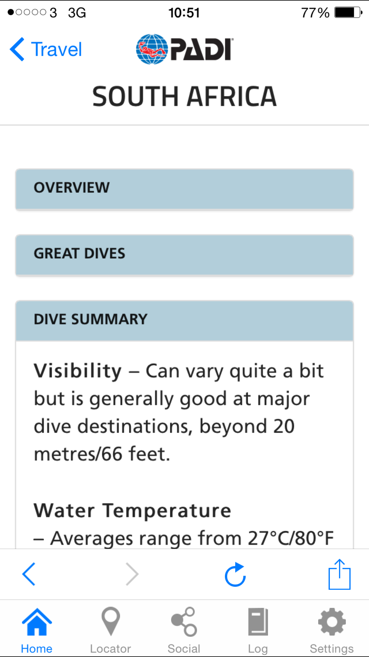 PADI App - Travel Section - PADI Pros