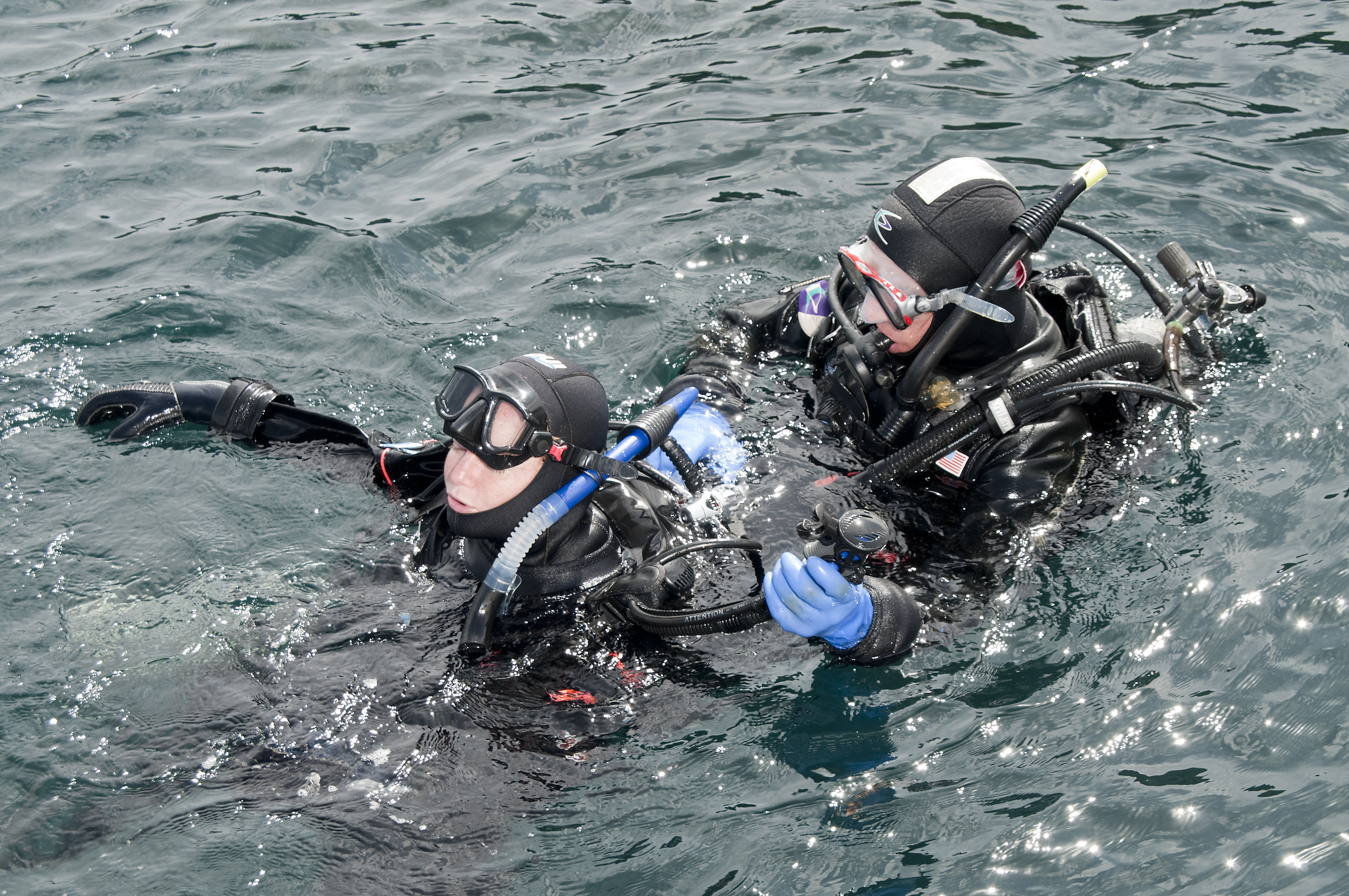 The knee cradle position gives the rescuer good control of a panicked ...