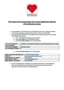 EFR Primary Care and Secondary Care course Registration with the CPD ...