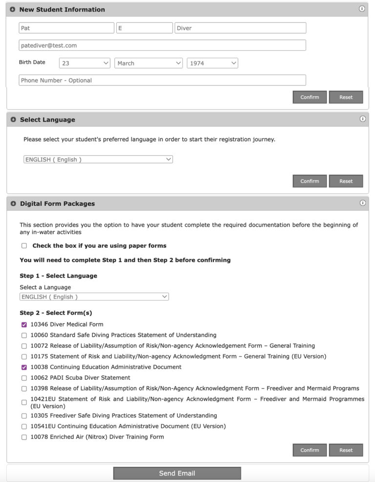 Digital Forms Expand - PADI Pros