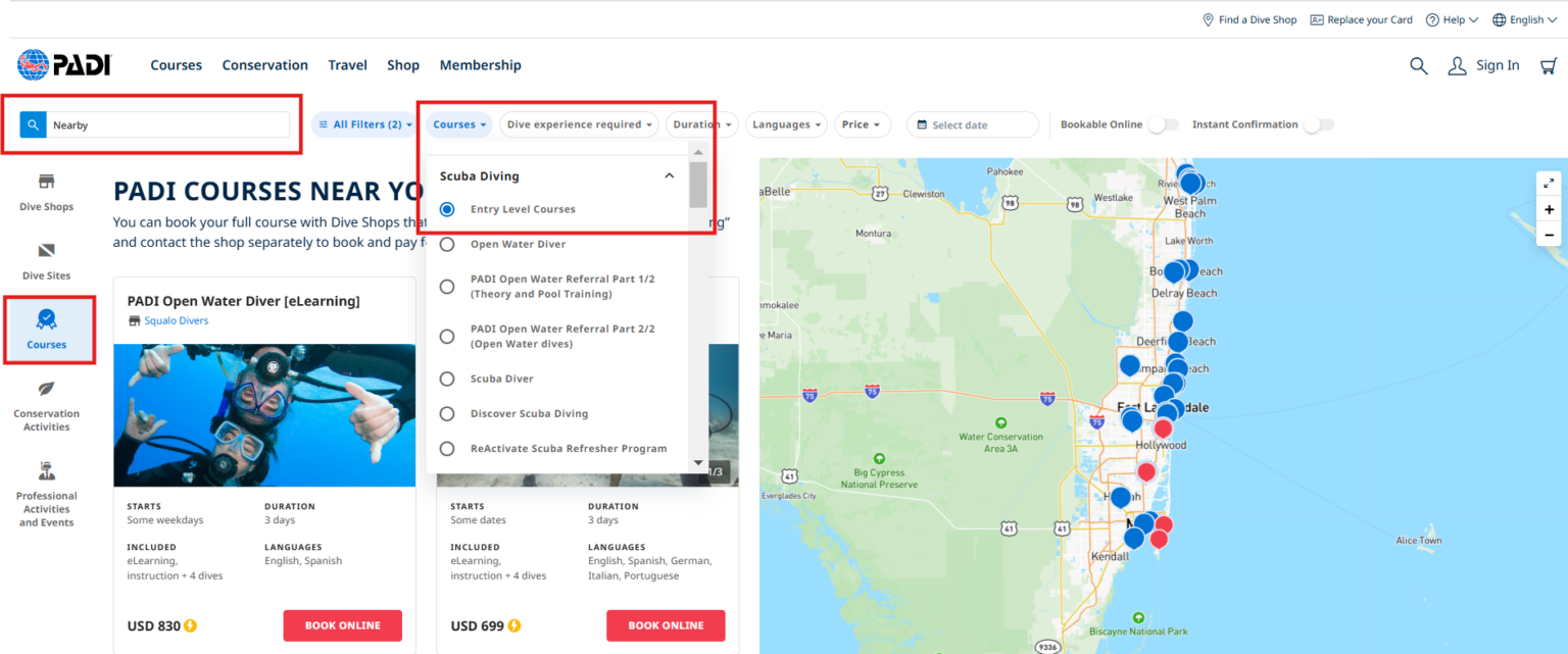 Le nouveau PADI Course Locator - Comment se présenter - PADI Pros